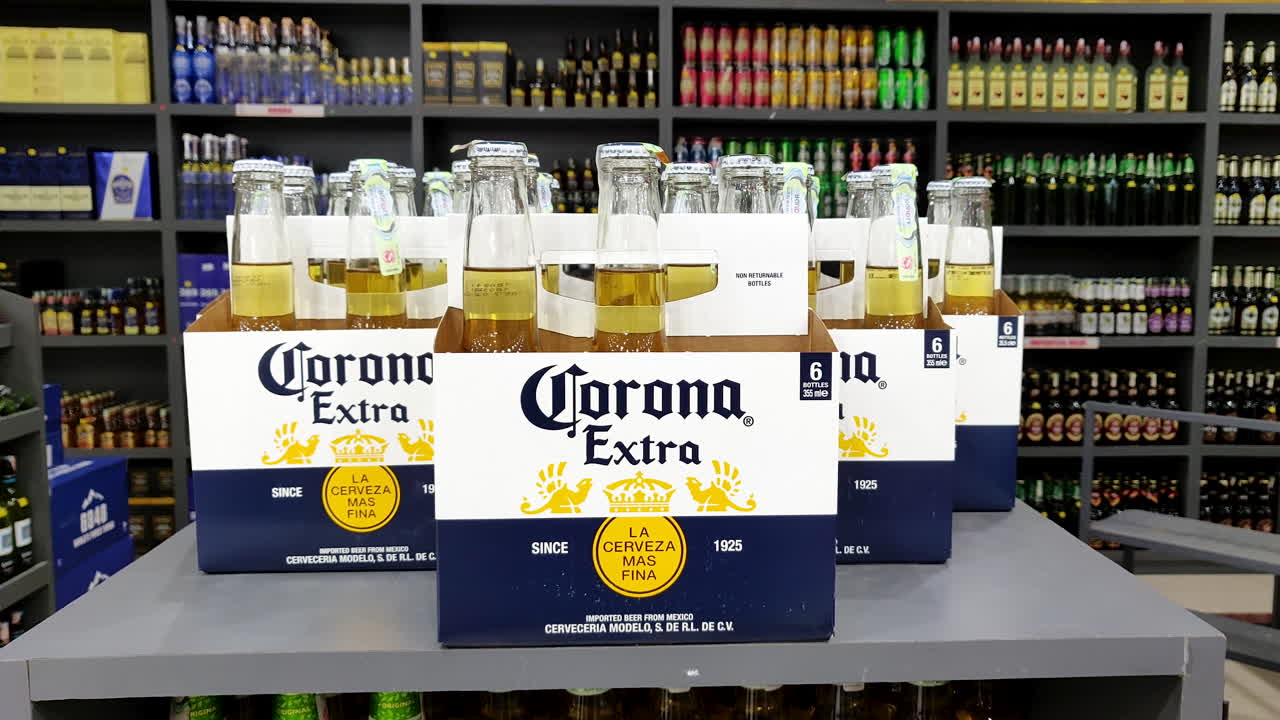 Corona Beer Extra Put On Display In The Liquor Section Of A Supermarket ...
