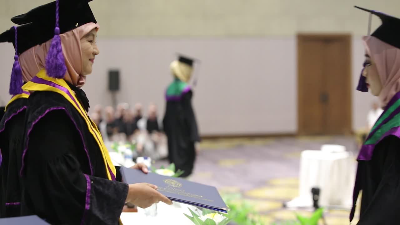 Professor Handshake Of Graduate Congratulations Celebrating With Giving ...