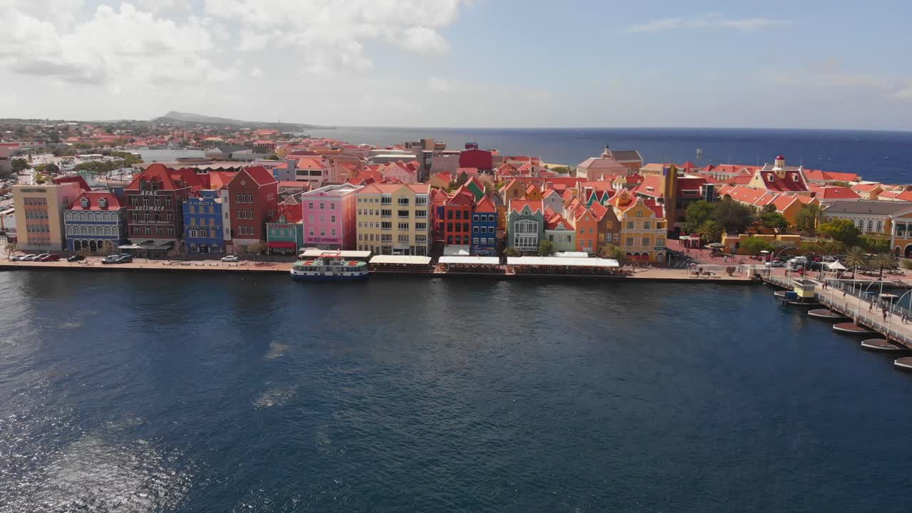 Panning Aerial View Of Punda Neighbourhood In Willemstad, Curacao Free ...