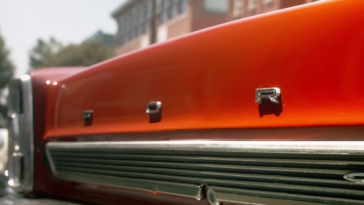 Antique Ford Fairlane Rear End At Car Show, Close Up, Slide Right Free ...