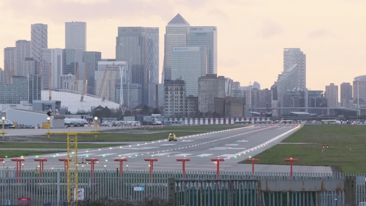 Airport Security Cars Drive Up And Down London City Airport Runway Free ...