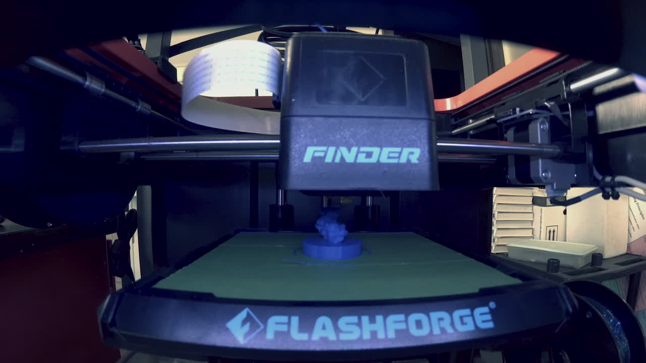 Timelapse Of 3D Printer Printing A Model Of DNA In Blue PLA Free Stock ...