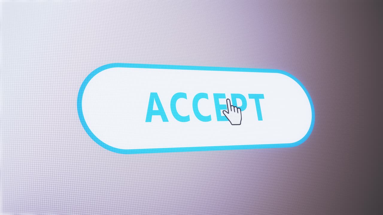 Accept Button Tag Pressed On Computer Screen By Cursor Pointer Mouse ... Accept Button Tag Pressed On Computer Screen By Cursor Pointer Mouse ...