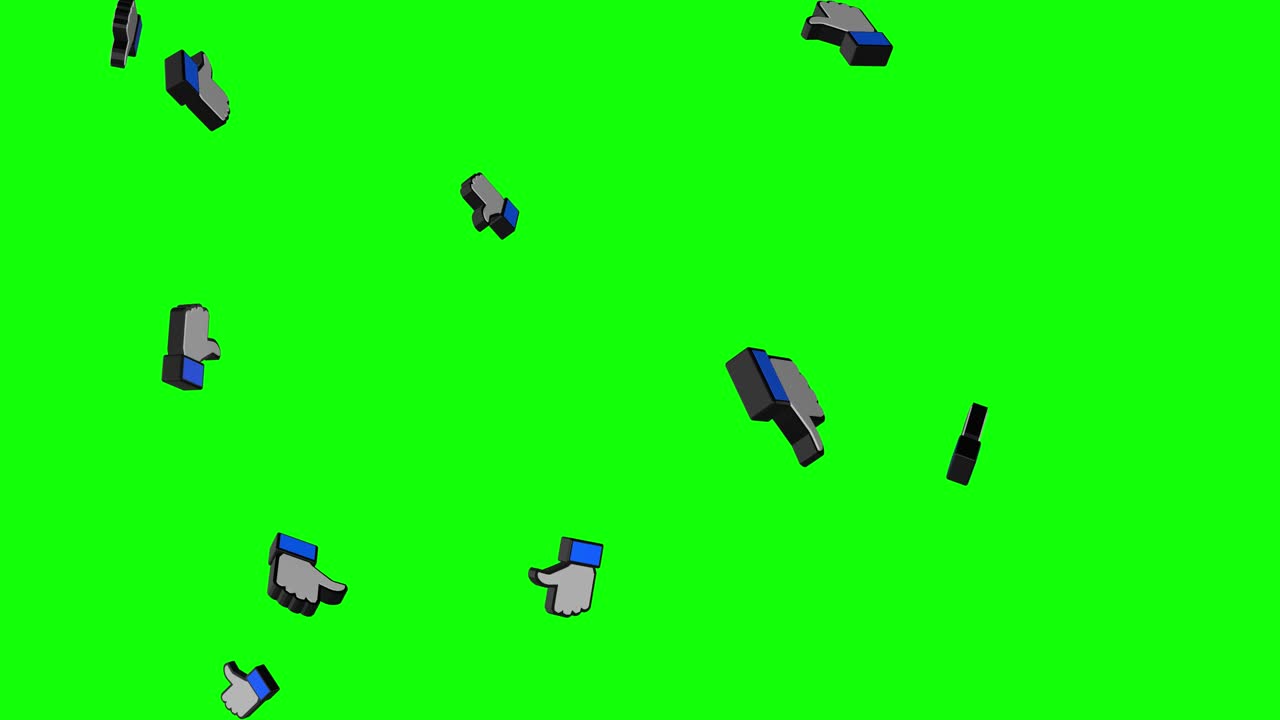 Facebook Isometric Thumb Up Symbol Falling On Green Screen Free Stock ...