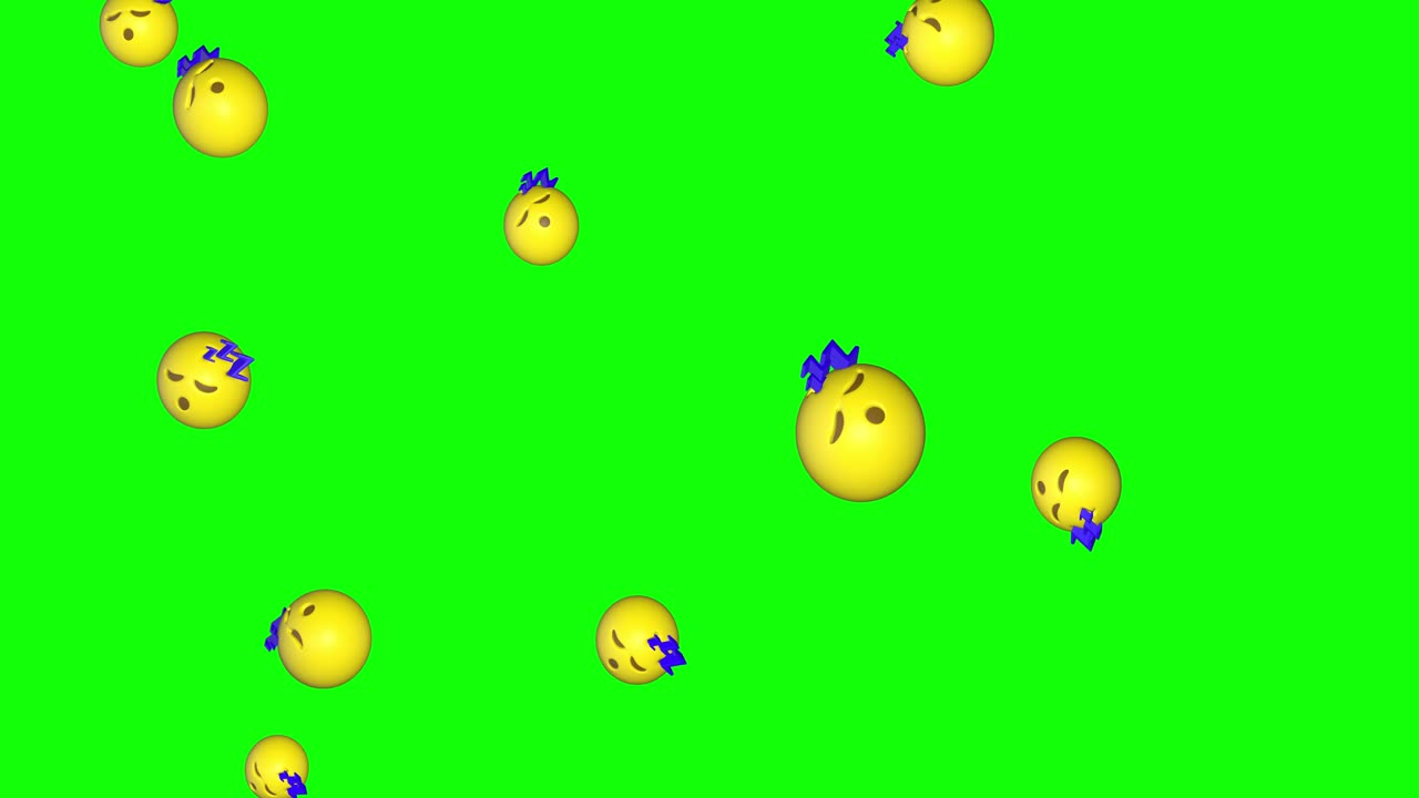 Sleeping 3D Emojis Falling Green Screen Free Stock Video Footage ...