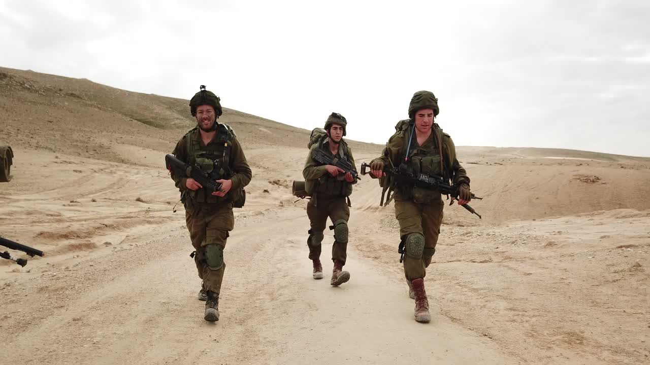 IDF Troops Walking During Military Operation In Desert Free Stock Video ...