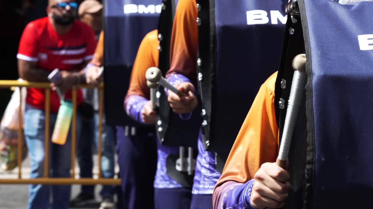 Bass Drum Percussion Line During Costa Rican Independence Day Parade ...