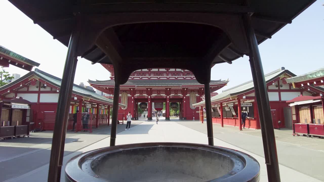 Backwards Shot Of Magnificent Asakusa Temple In Japan Free Stock Video ...