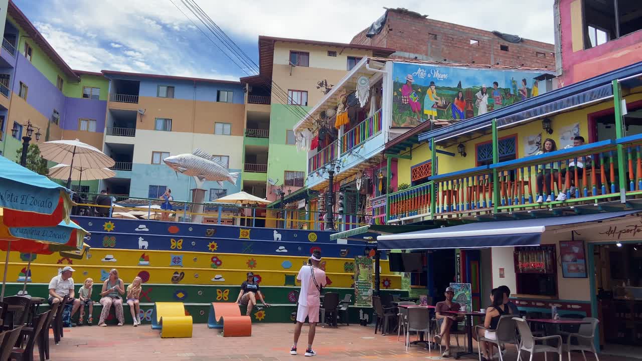 Traditional Colourful Square Of Guatape Village Close To Medellin ...