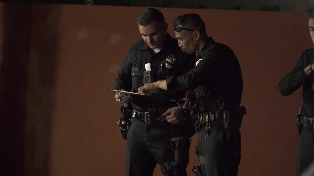 LAPD Cops Investigate Crime Scene Free Stock Video Footage Download ...