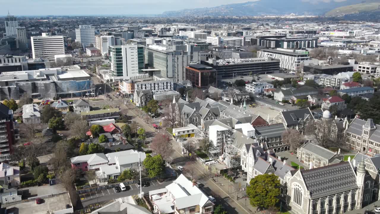 Christchurch Aerial Cityscape Of Historic Buildings, Museum, Art ...