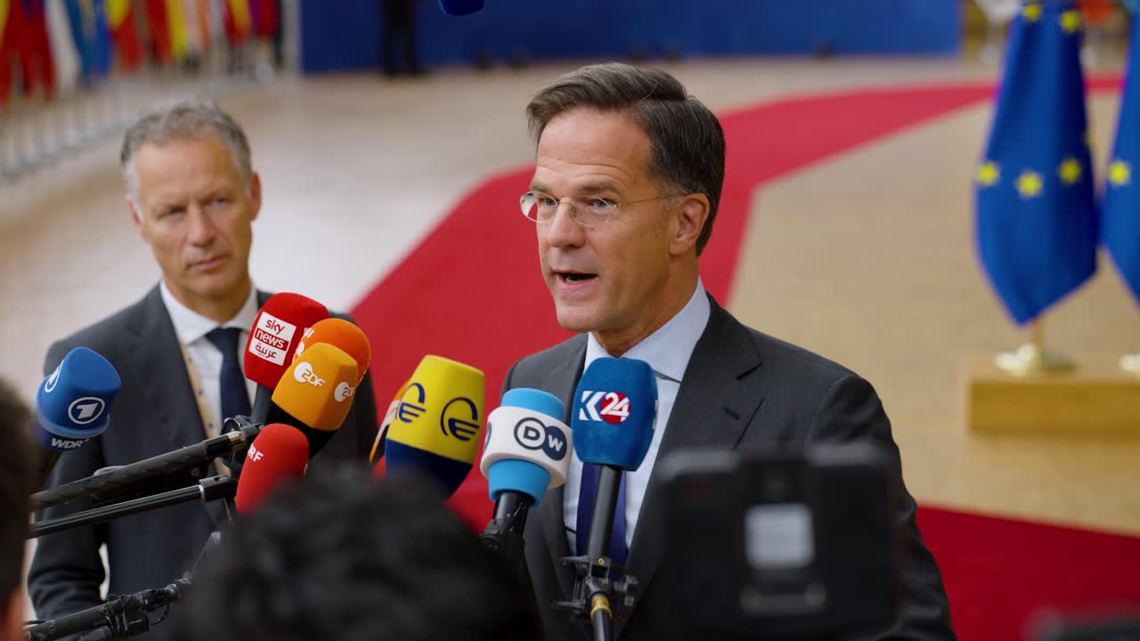 Dutch Prime Minister Mark Rutte Talking To The Press At The European ...