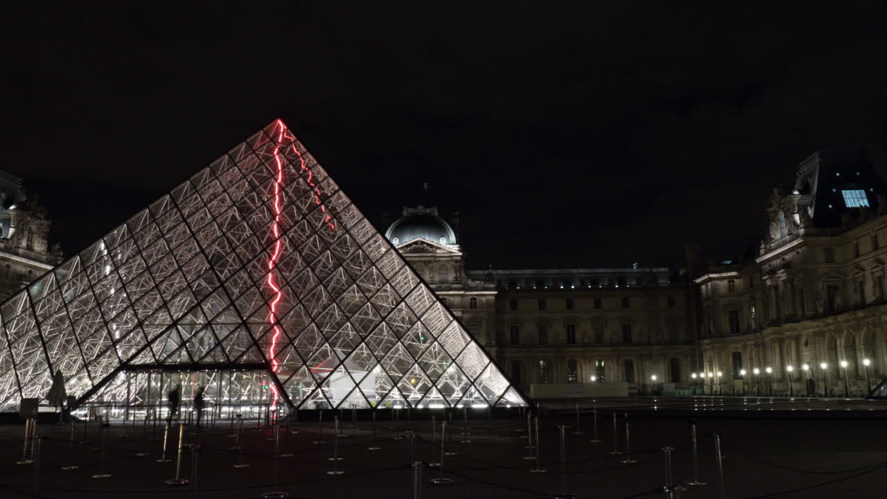 Hyperlapse Of Louvre And Pyramid At Night Free Stock Video Footage ...