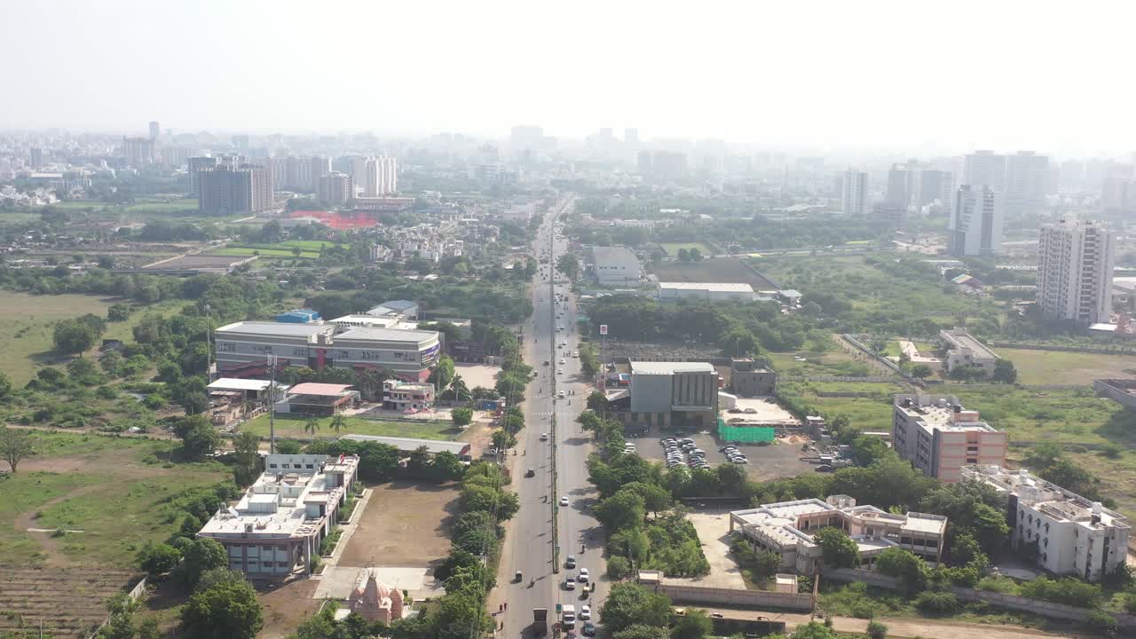 Rajkot City Aerial View Flying Between Kalavad Road, With Cosmoplex ...