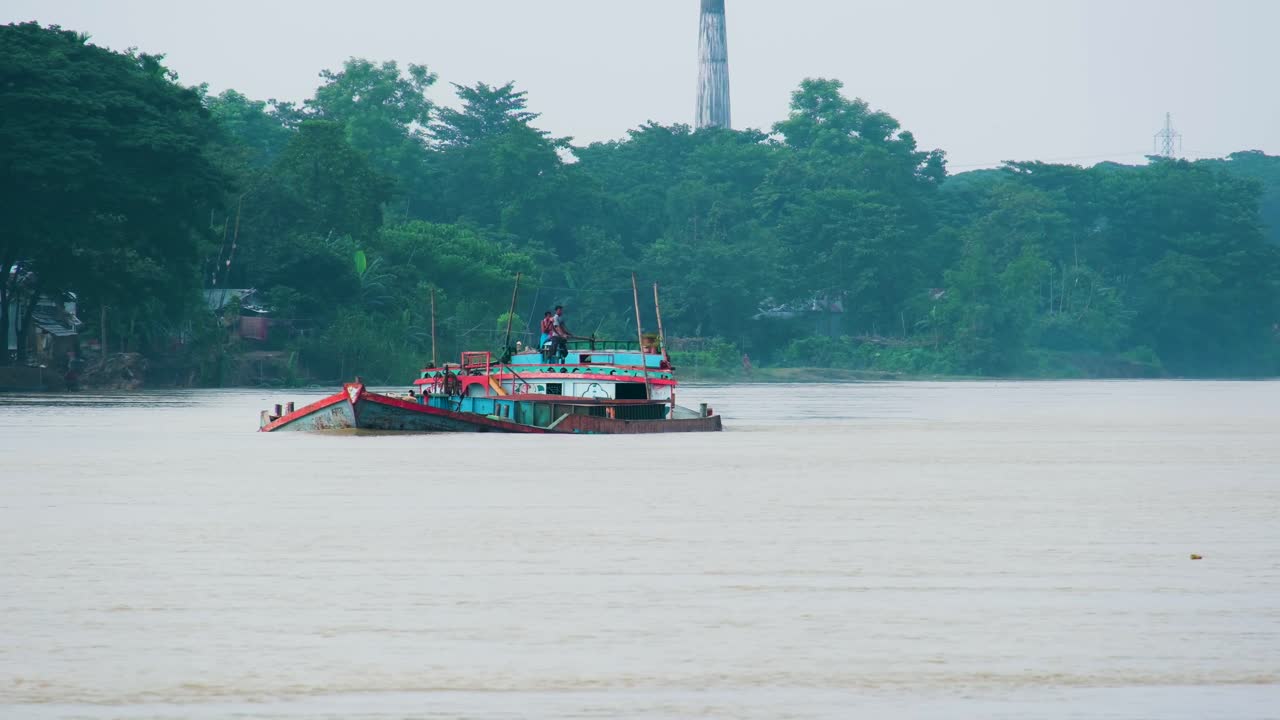 Loaded Cargo Ship On Surma River In Bangladesh Almost Sinking From ...
