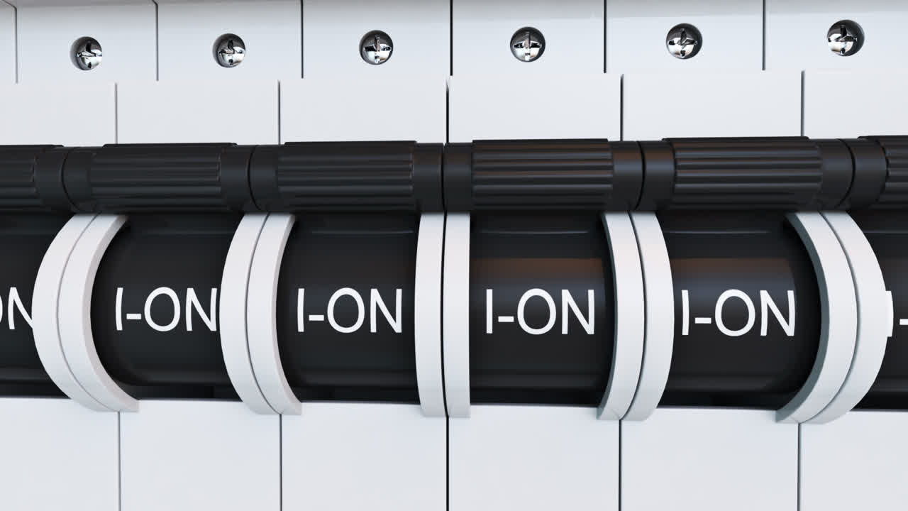 New Type Trip Switch Fuse Box Seamless CG Animation. All Switches Are ...