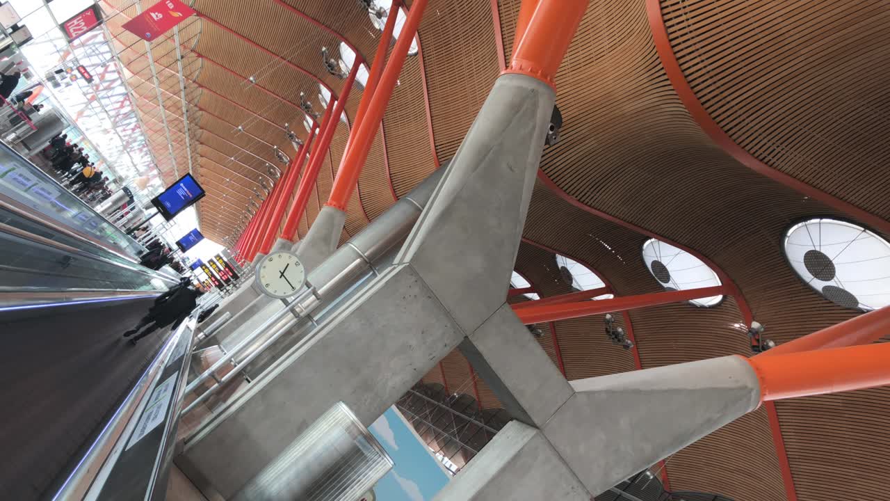 Riding An Express Walkway In Modern Airport Terminal Building, Unique ...