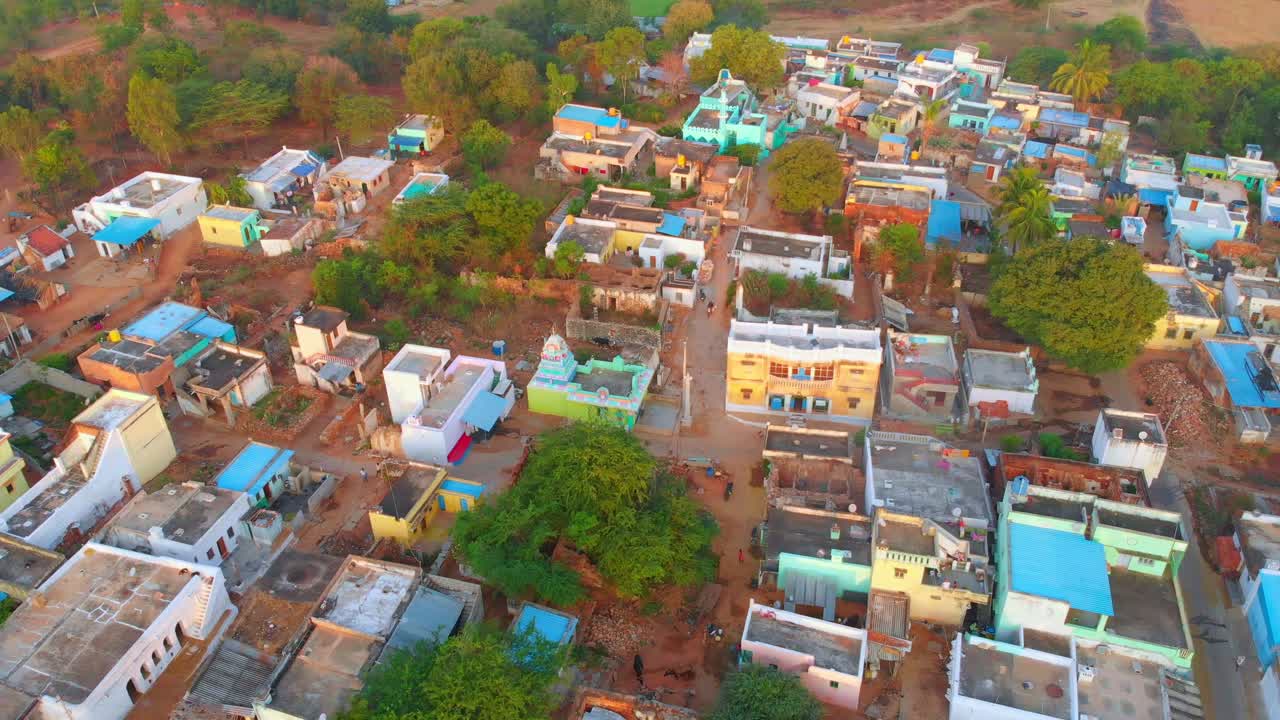 Drone Shot Of Differently Styled Houses In A Rural Village Of Andhra ...