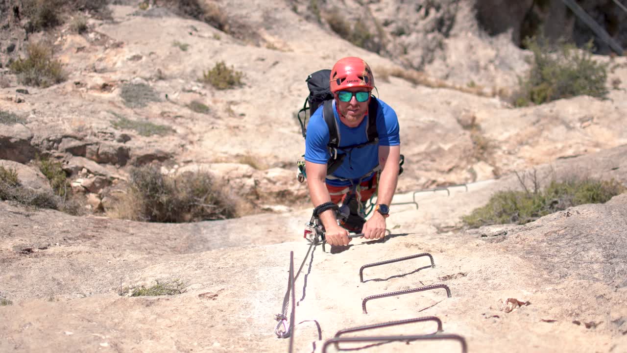 Redovan, Spain, May 7, 2023: Via Ferrata Ascension By A Couple ...