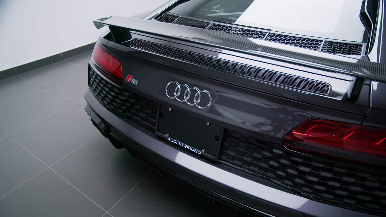 Close Up Of Audi R8 Supercar Rear Wing Carbon Fiber And Honeycomb ...
