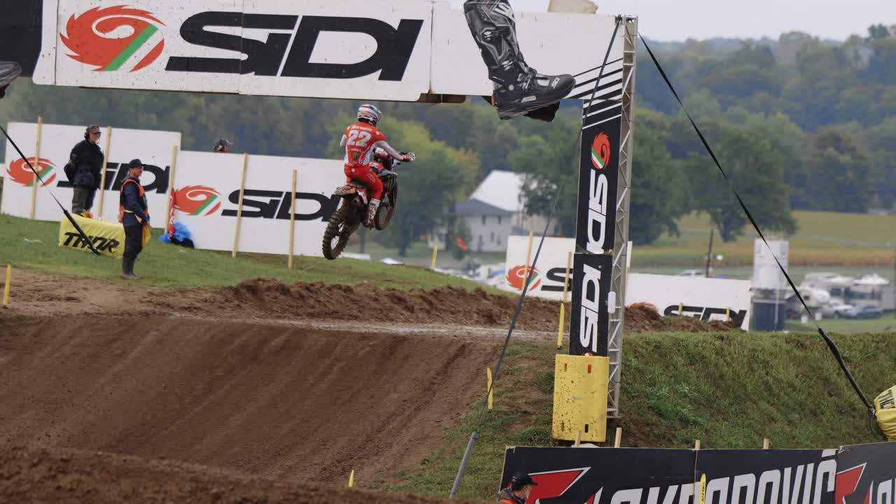 Motocross Race Dirt Track Racer Jump Redbud Free Stock Video Footage ...