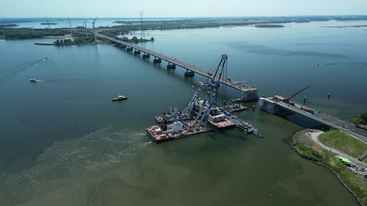 The Moving Part Of The Haringvliet Bridge Is Suspended In The Floating ...