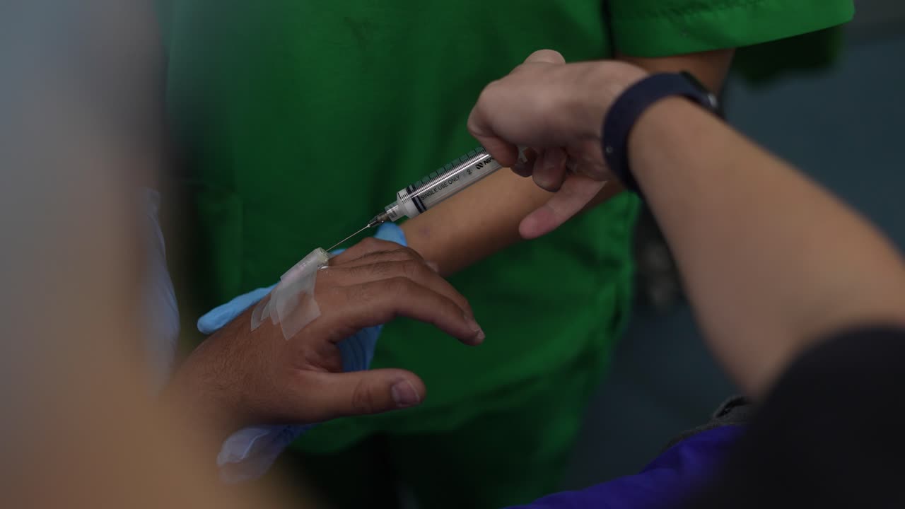 Placement Of Anesthesia On The Patient's Hand Operating Room, Hospital ...