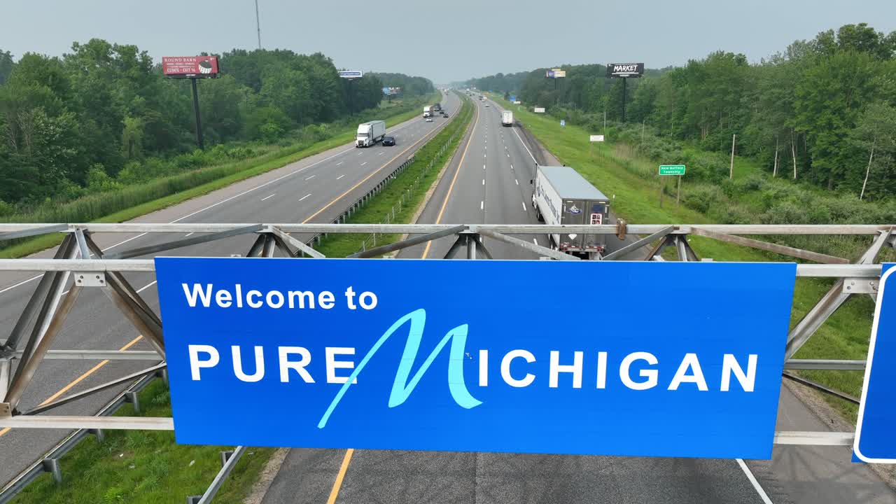 Michigan State Border Road Sign Free Stock Video Footage Download Clips ...