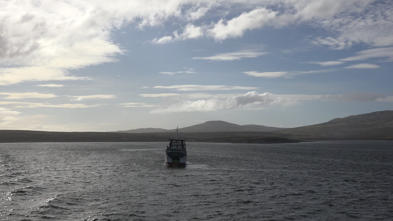 Falklands Two Fishing Boats Approach Shore Free Stock Video Footage ...