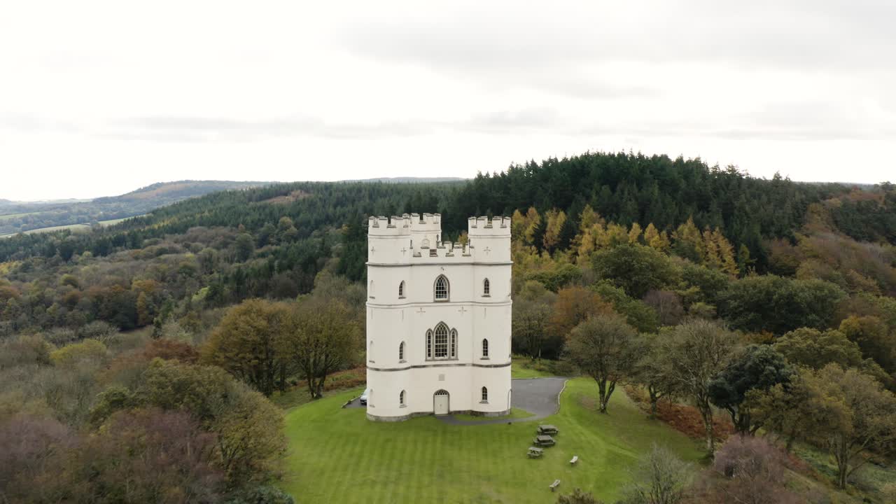 Fly Over White Georgian-Era Castle Of Haldon Belvedere - Wedding Venue ...