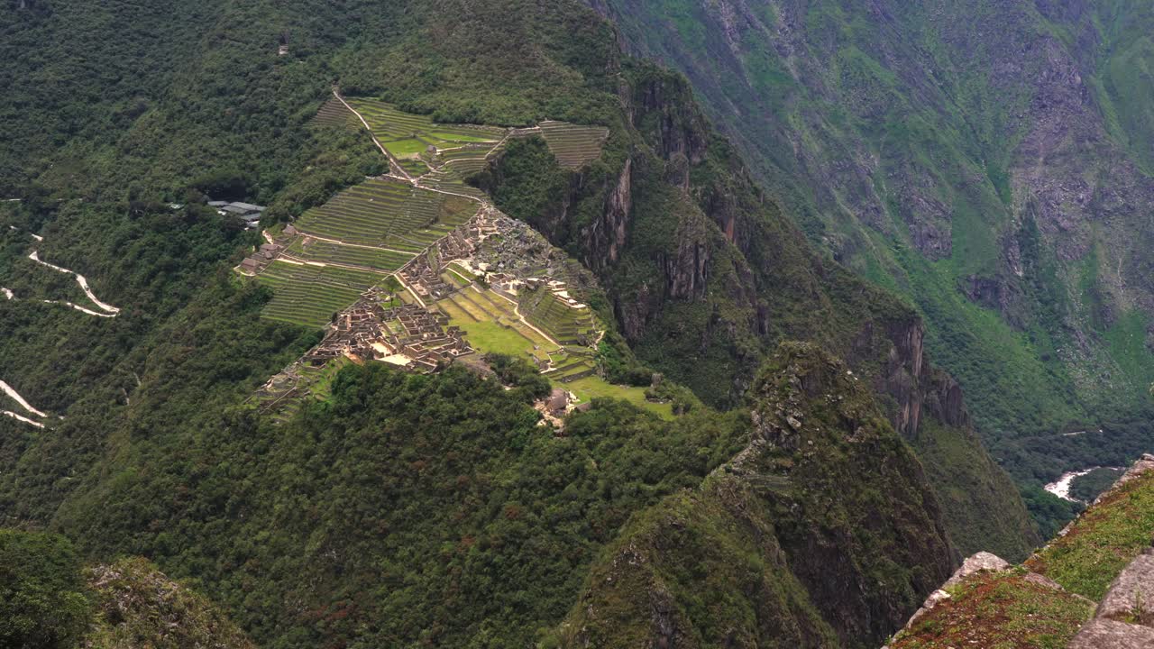 Spectacular Aerial Drone View Of Ancient Town Of Machu Picchu Famous ...