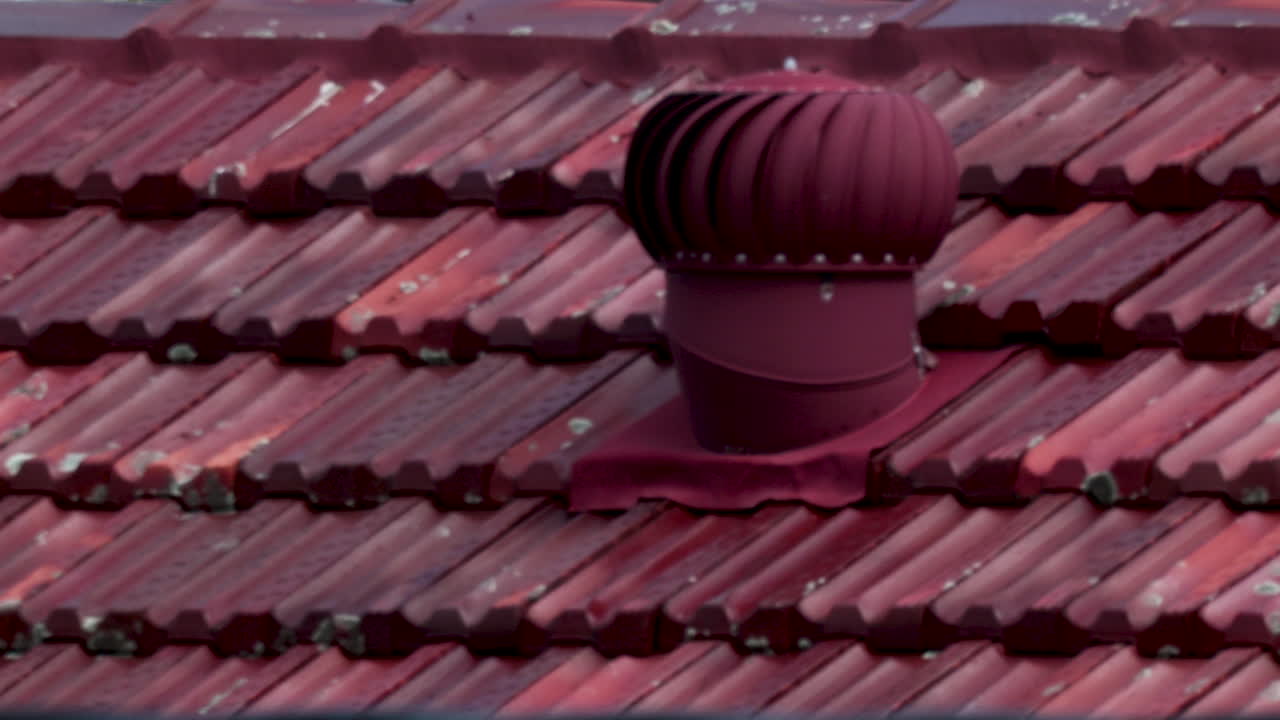 Roof Ventilation Air Fan Spinning Roofing Tiles Free Stock Video ...