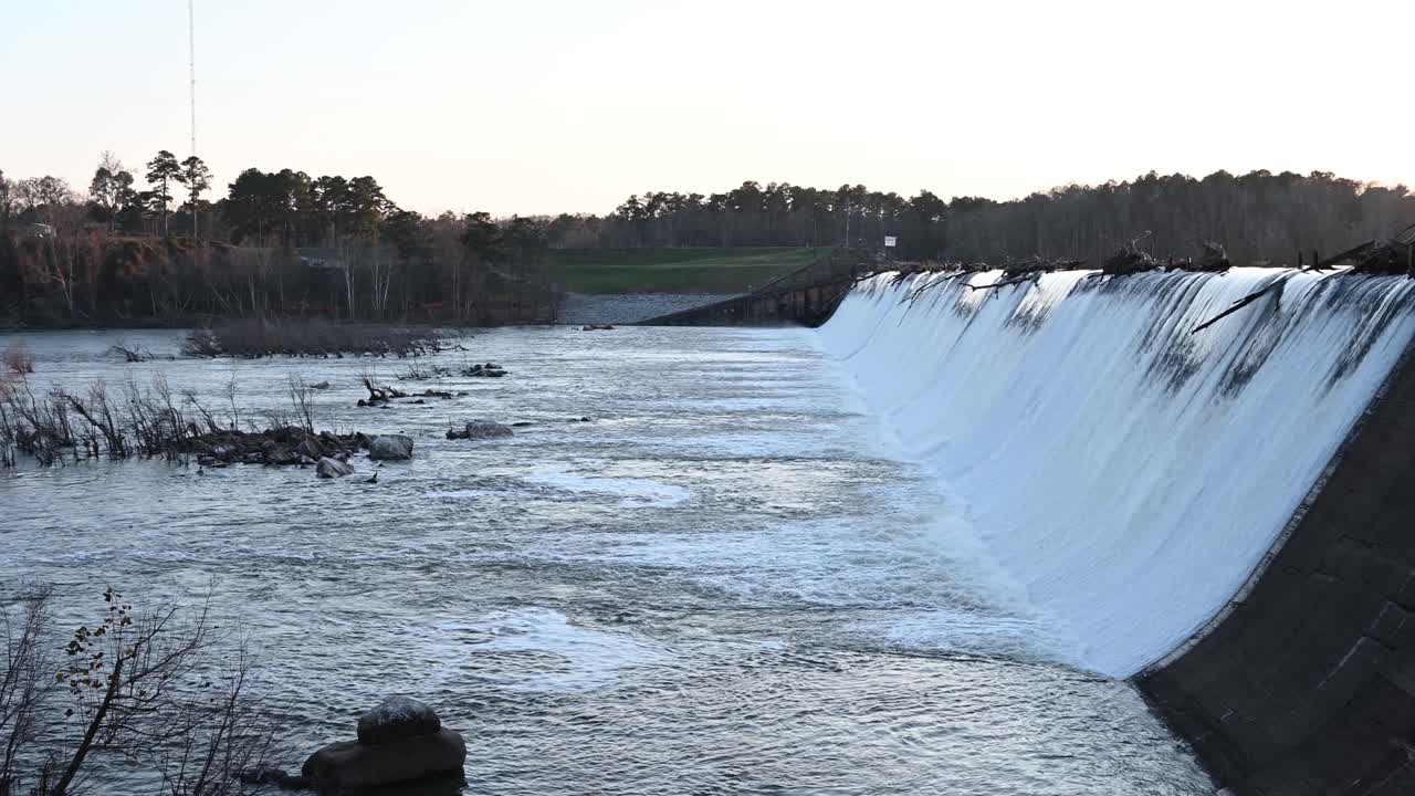 Looking At Blewett Falls Dam On The Pee Dee River Free Stock Video ...