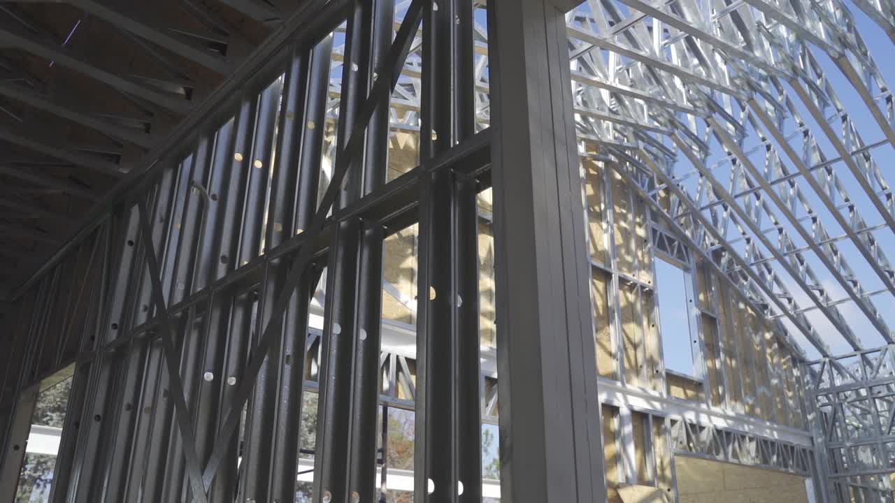 Steel Frame Method House Structure Under Construction With Free Stock ...