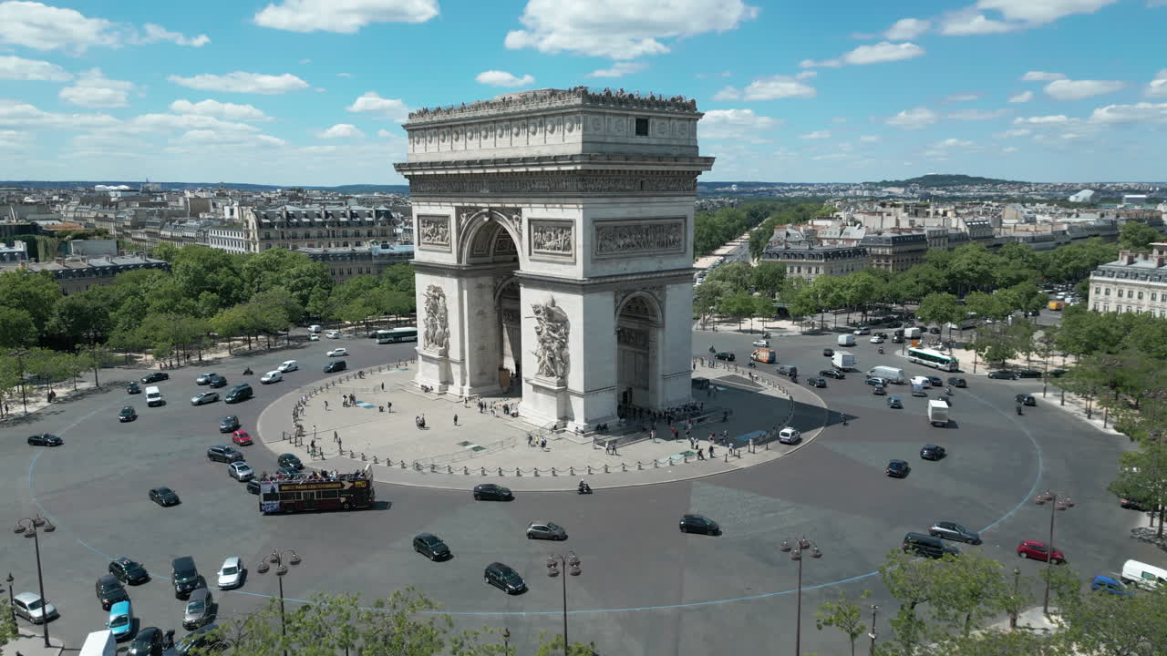 Triumphal Arch And Car Traffic On Roundabout Paris Free Stock Video ...