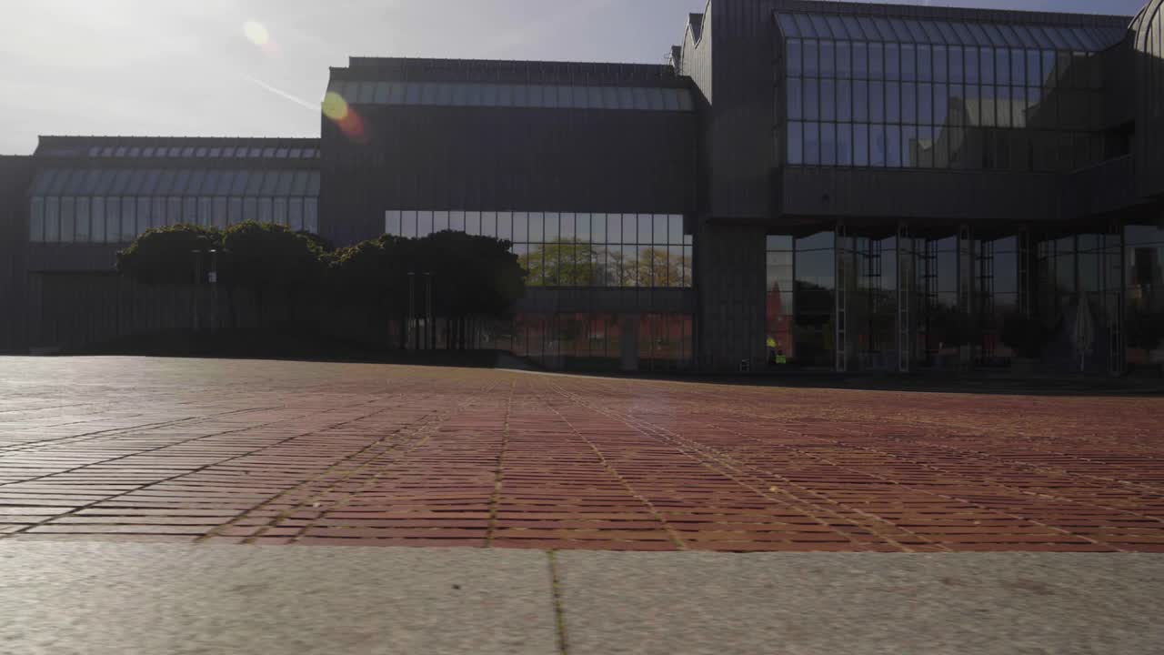 Low Angle Slider Of Tiled Space In Front Of Cologne Philharmony Free ...