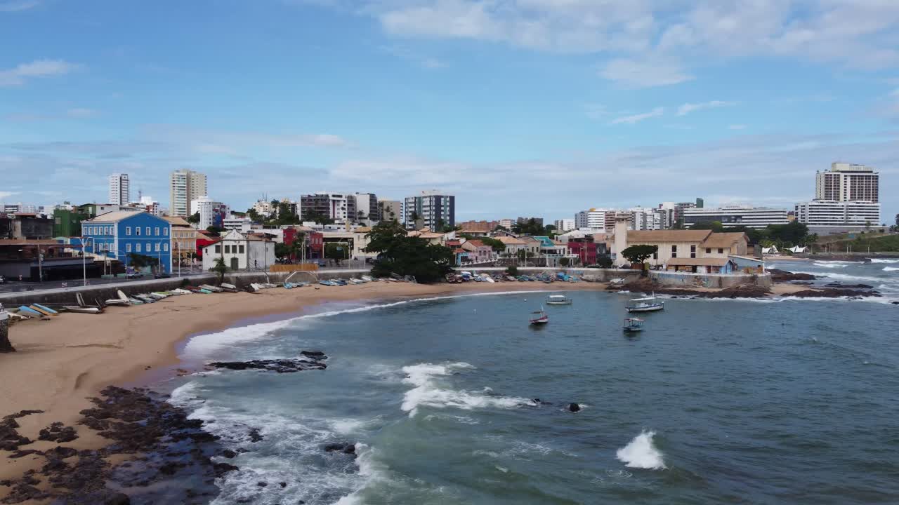 Cinematic Aerial View Coastline Of Salvador Of Carnival, State Of Bahia ...
