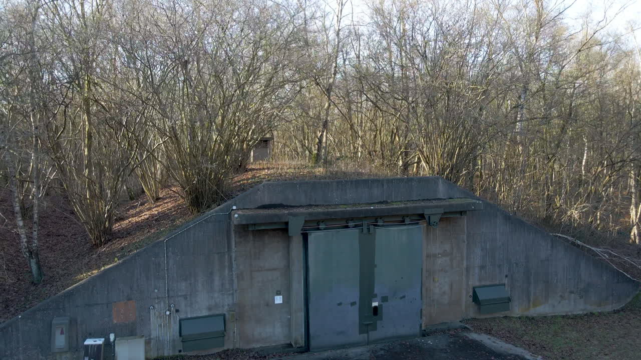Jib Up Of Old Ammunition Bunker Hidden In A Forest Free Stock Video ...