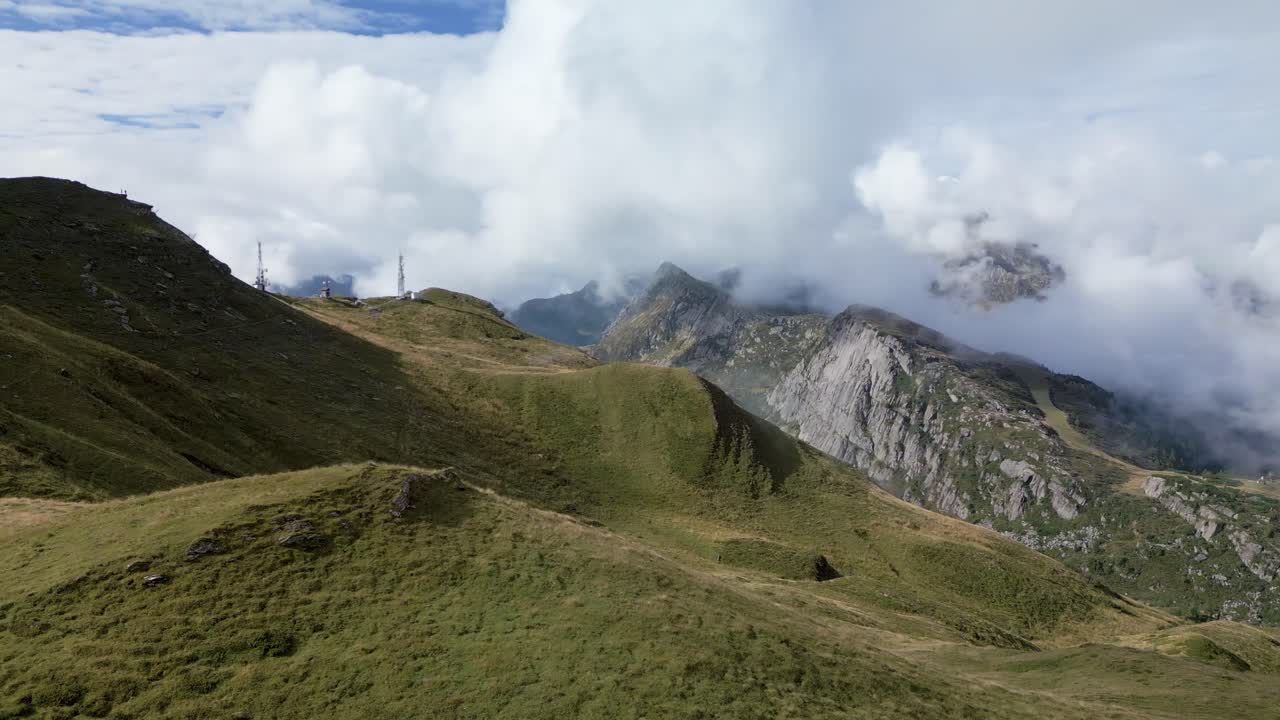 Dolomites, Italy - Layers Of Mountains Revealing Mountain Range - Drone ...