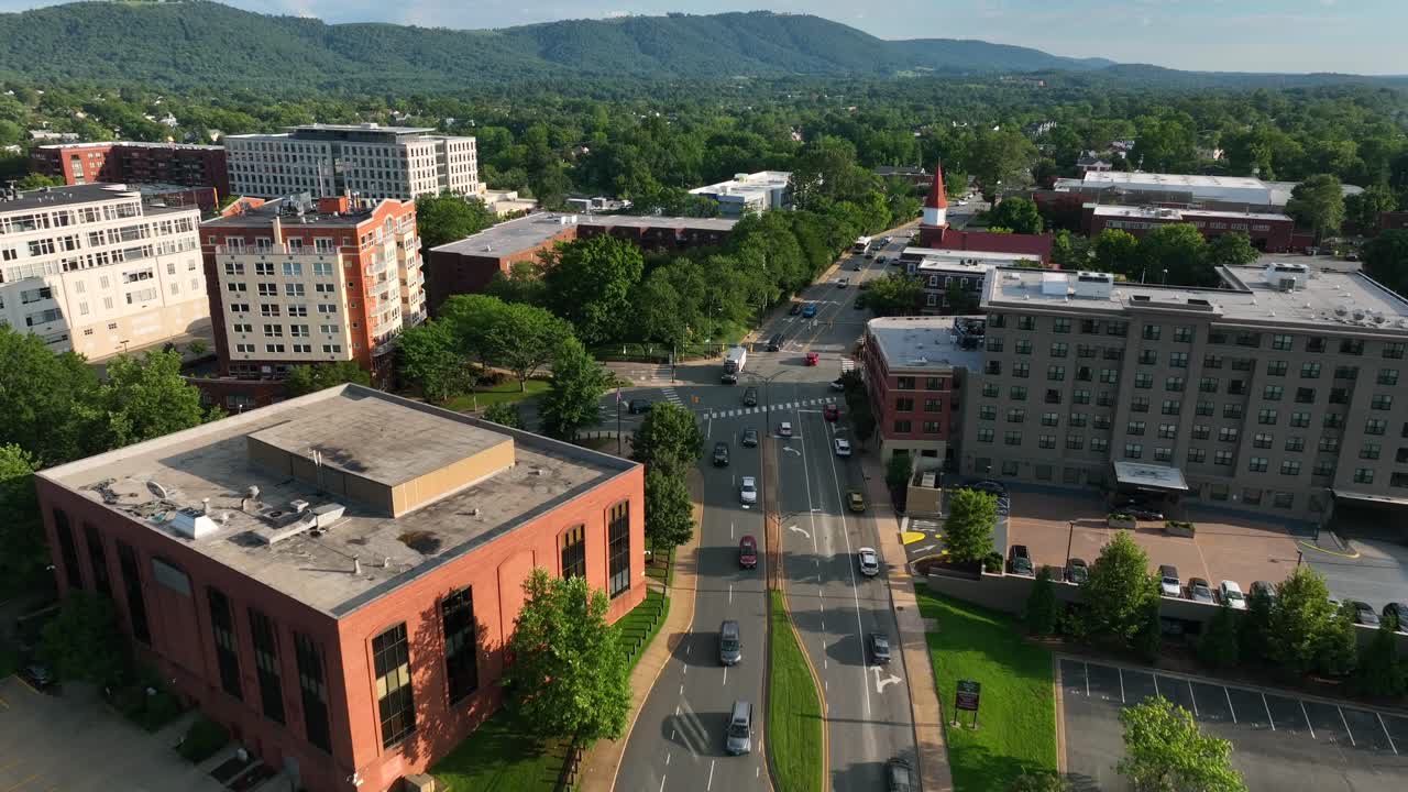Downtown Charlottesville Virginia Aerial Of Office Buildings And ...