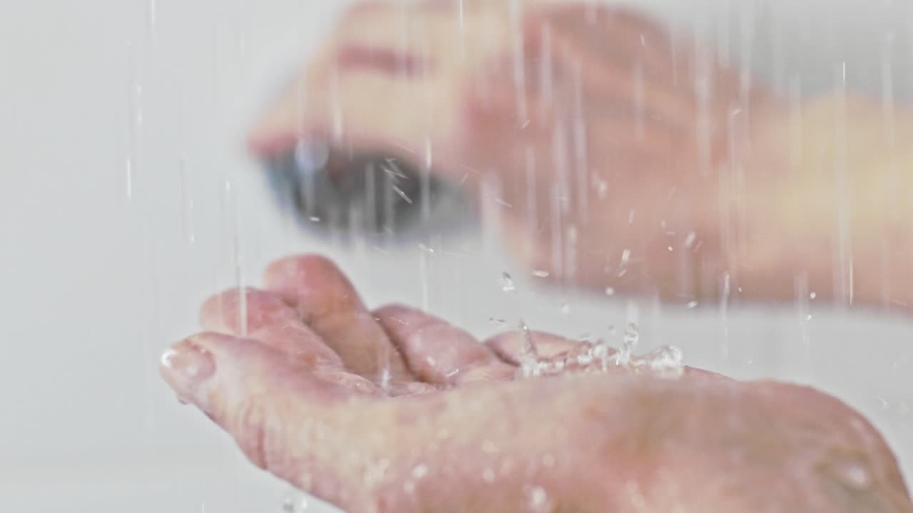 Close Up, Caucasian Woman's Hands Turning On Shower Tap, Water ...