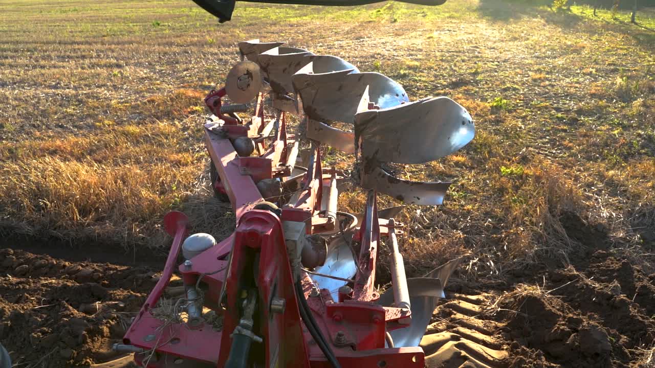 Hydraulic Reversible Plough Drawn By Farm Tractor Forming Ends Of The ...