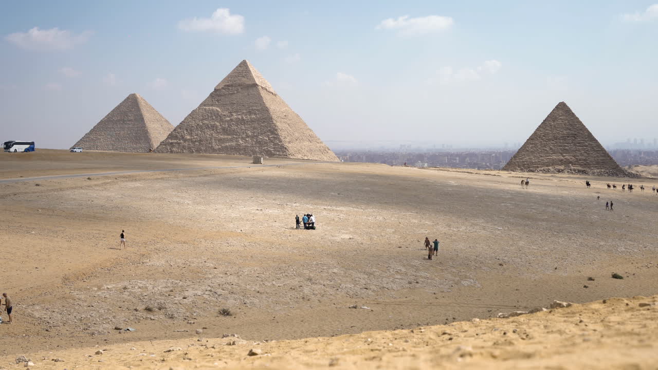 World Unesco Heritage Giza Pyramids In Egypt, Wide Angle Panoramic Shot ...