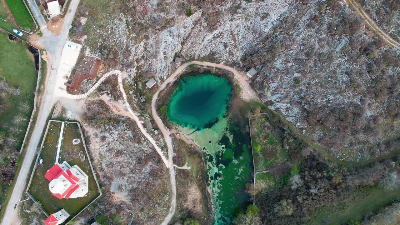 A Cinematic Rotating And Descending Aerial Shot Above Izvor Cetina, A ...