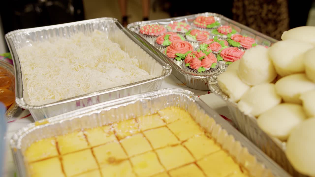 Trays Of Mostly Filipino Desserts, Including Pichi Pichi, Cassava Cake ...