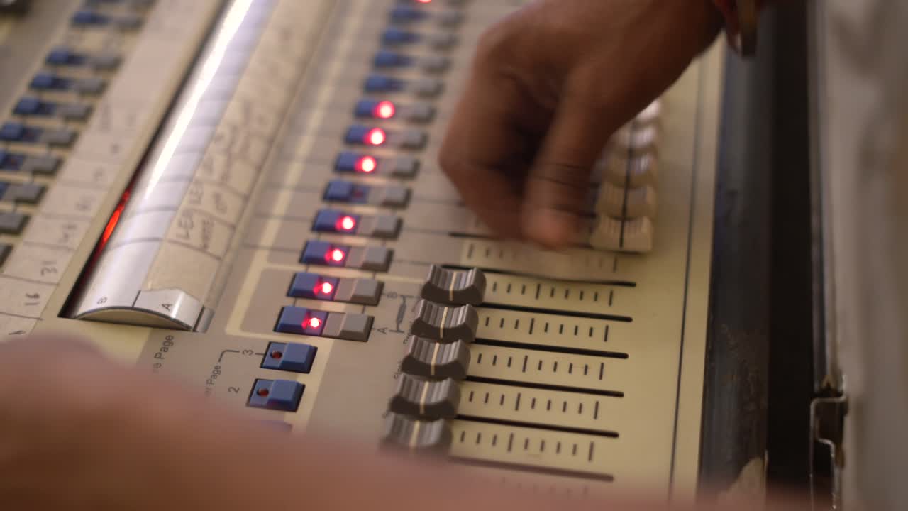 Stage Light Control Board Dmx Controller Playing Close Up Shot Free ...