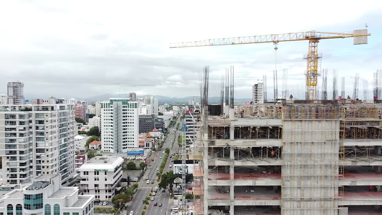 Premium stock video - Aerial flight over a new construction development ...
