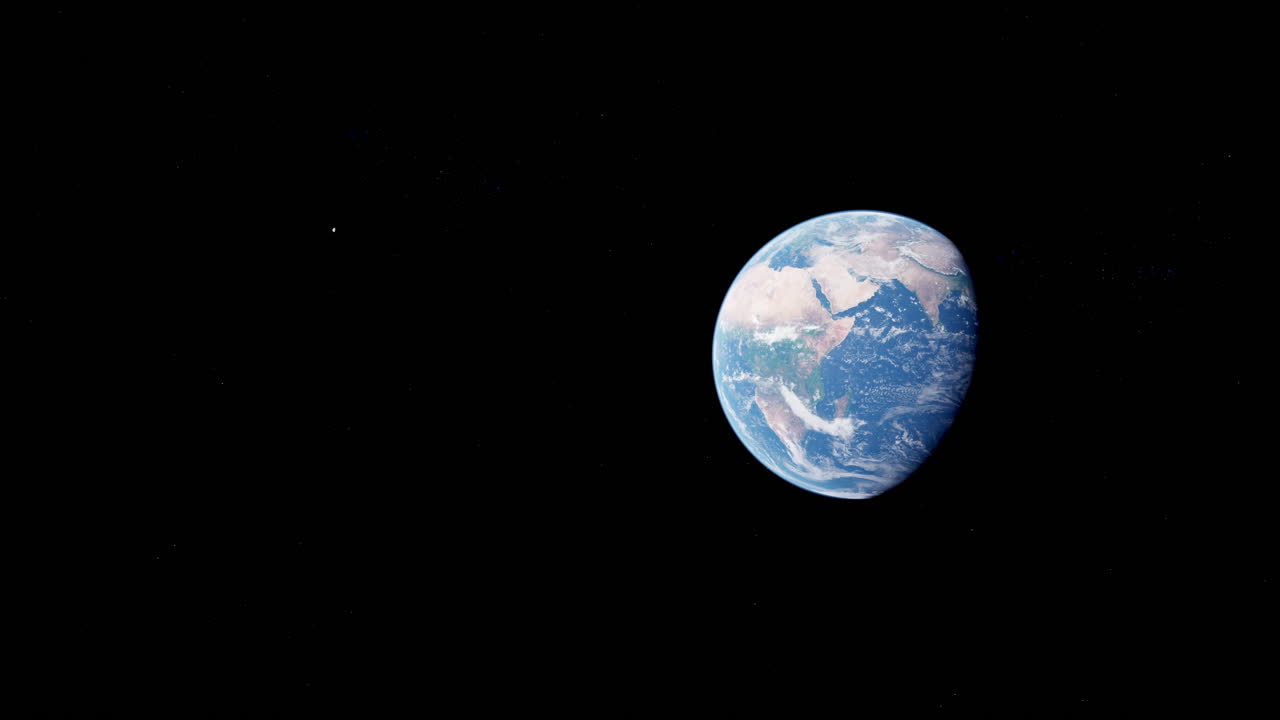 Distant Earth And Moon Moving Through Deep Space - The Blue Marble - 4K ...