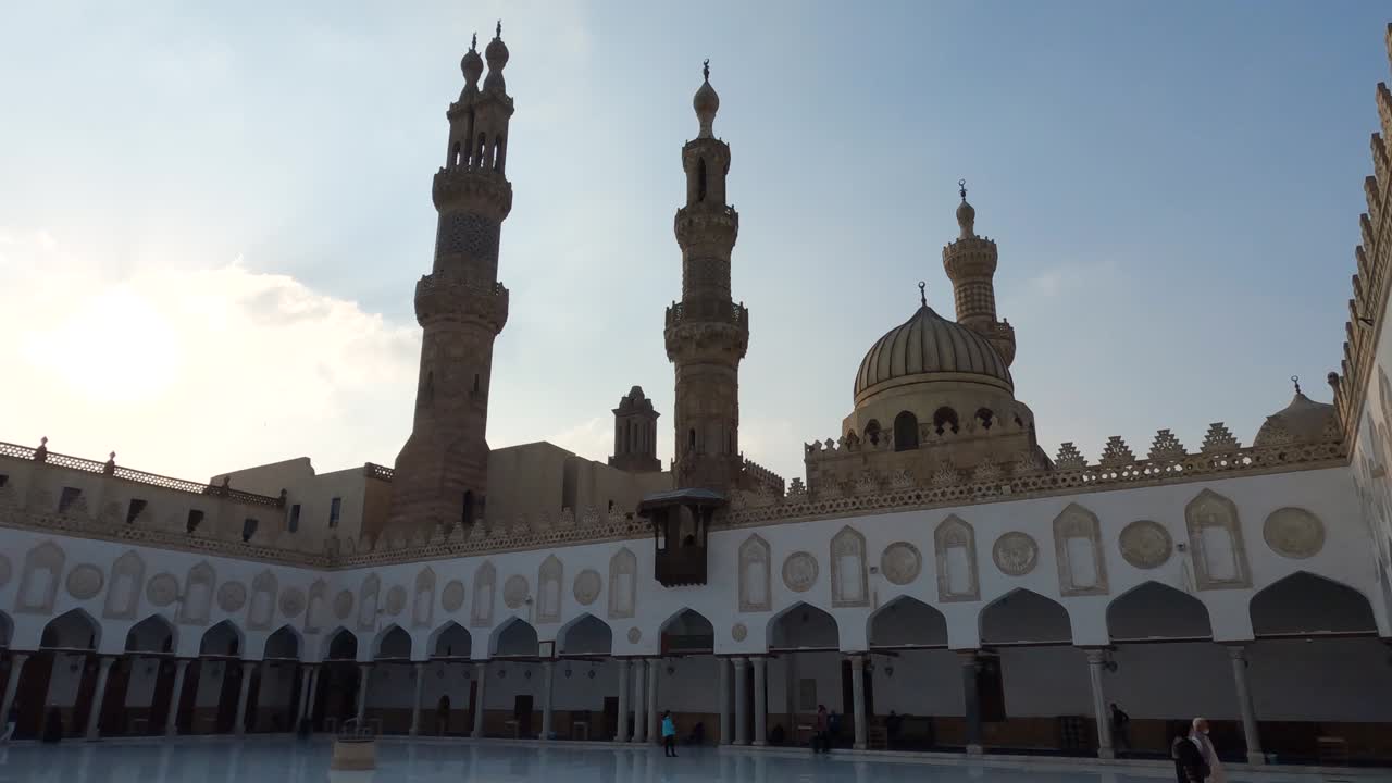 Premium stock video - Courtyard of al-azhar mosque, cairo city in egypt