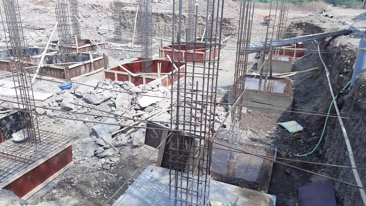 Premium stock video - Pile cap and column stump under construction at ...